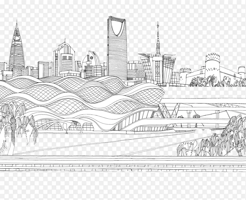 城市景观天际线素描-利雅得PNG图片素材下载_图片编号1583540-PNG素材网