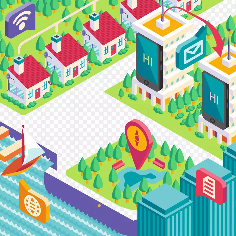 立体智慧城市风景矢量图PNG图片素材下载_图片编号7375229-PNG素材网