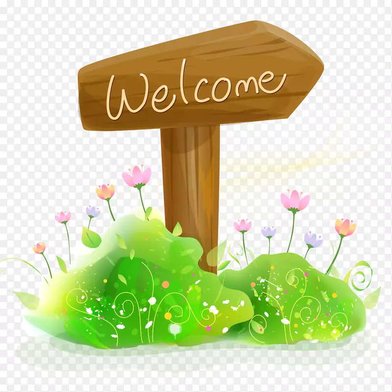 精美炫彩手绘卡通指示牌与绿色植PNG图片素材下载_图片编号7391696-PNG素材网
