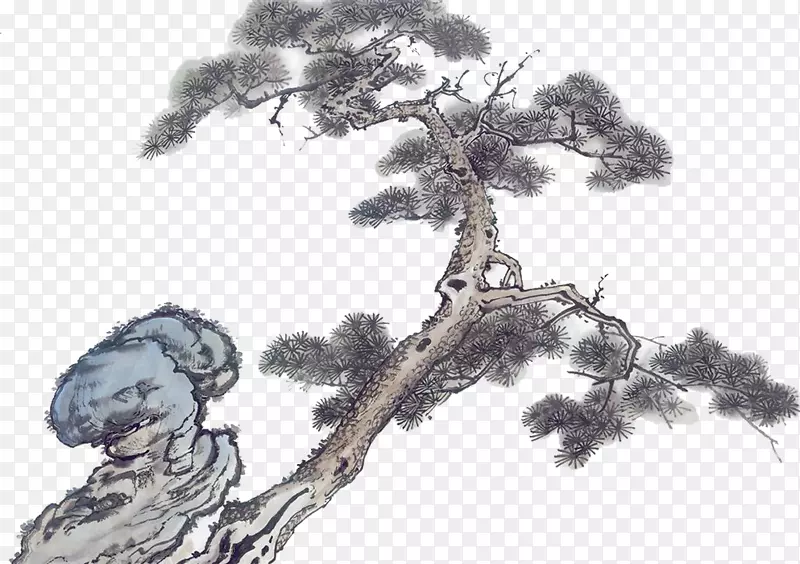 国画彩色松树PNG图片素材下载_图片编号7626684-PNG素材网