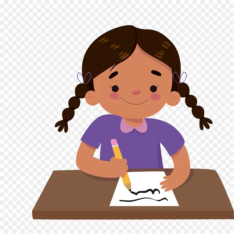 卡通写字的女孩人物设计PNG图片素材下载_图片编号7648471-PNG素材网