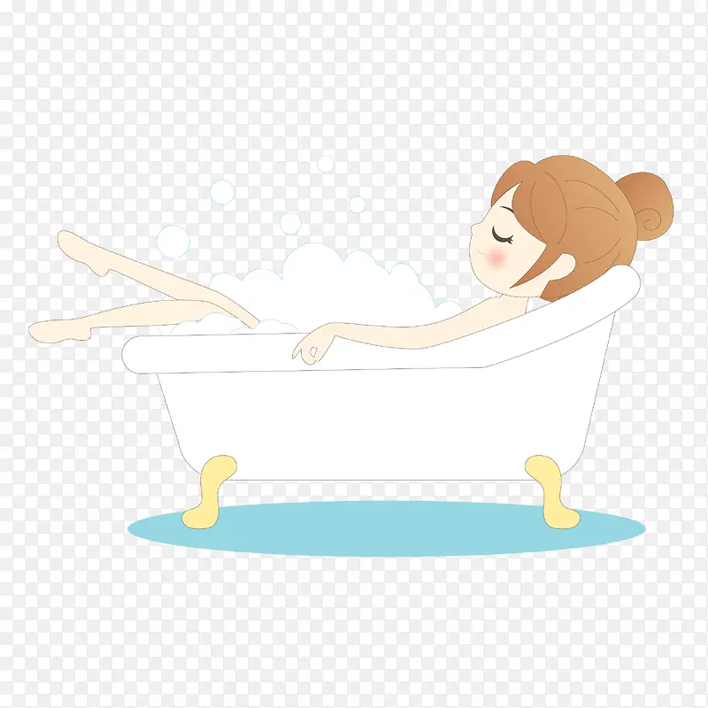 卡通女孩浴室洗澡躺在浴缸矢量图png图片素材下载图片编号7799943 Png素材网