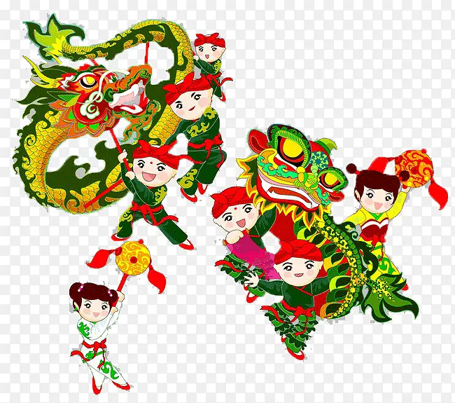 舞龙舞狮PNG图片素材下载_图片编号7980792-PNG素材网