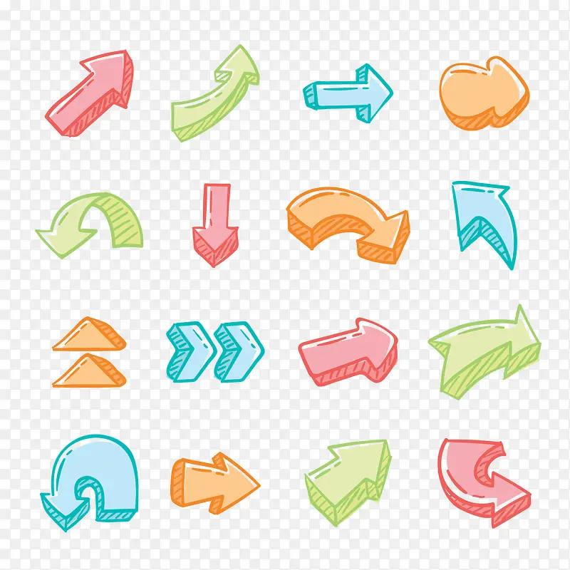 彩色手绘箭头矢量图PNG图片素材下载_图片编号8143145-PNG素材网