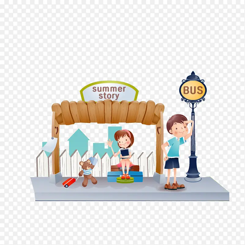 卡通手绘等车的人PNG图片素材下载_图片编号8171438-PNG素材网