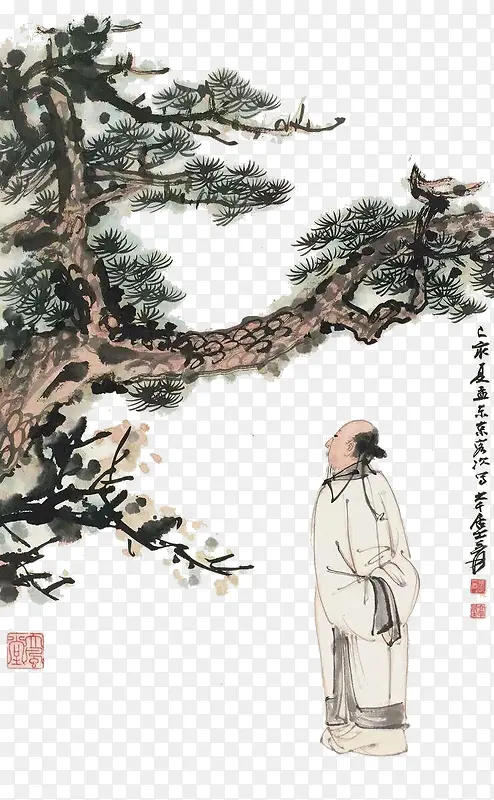 一幅松树国画pngPNG图片素材下载_图片编号8279896-PNG素材网