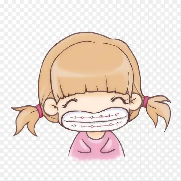 卡通开心大小的戴牙套小女孩插画PNG图片素材下载_图片编号8279183-PNG素材网