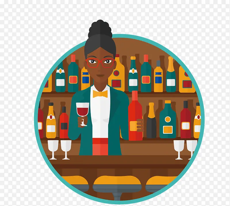 矢量酒吧调酒师扁平化PNG图片素材下载_图片编号8292426-PNG素材网