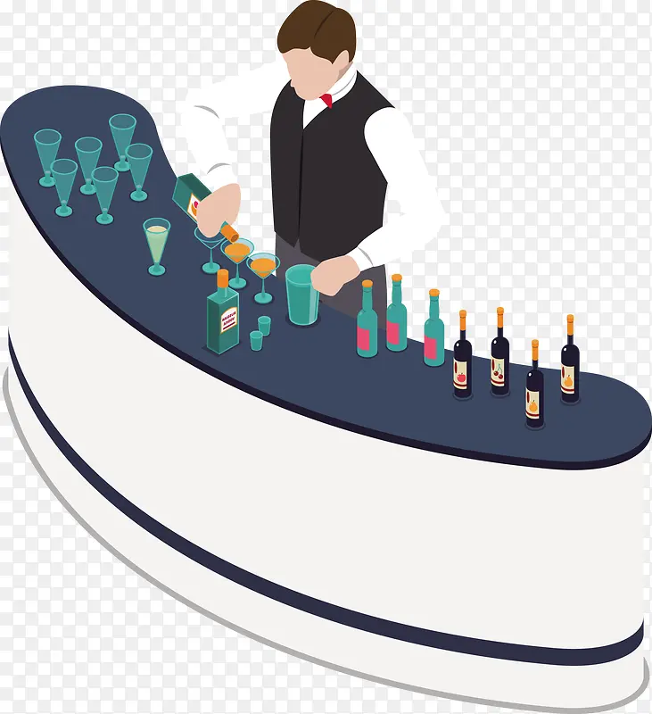 一个矢量酒吧吧台调酒师PNG图片素材下载_图片编号8292413-PNG素材网