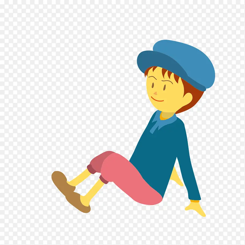 坐着的卡通男孩简图PNG图片素材下载_图片编号8346561-PNG素材网