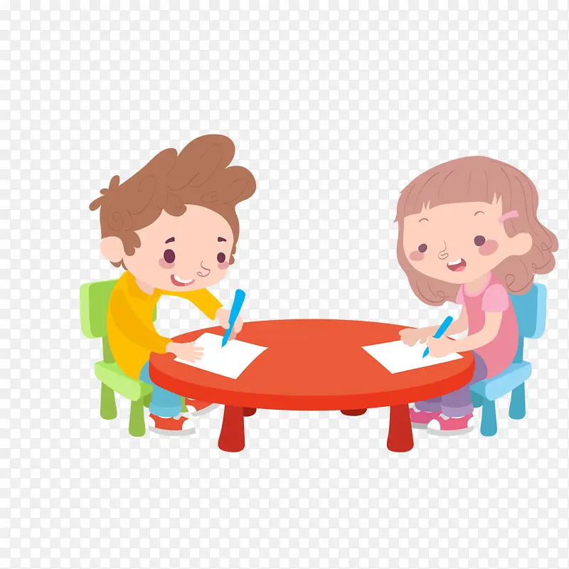 卡通手绘写字的孩子PNG图片素材下载_图片编号8384760-PNG素材网