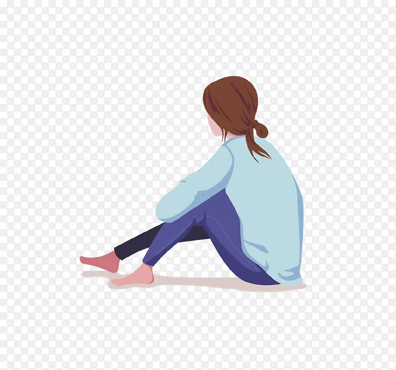 彩色扁平化坐着卡通插画PNG图片素材下载_图片编号8506537-PNG素材网