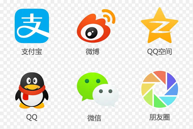 支付宝微博空间qq微信图标PNG图片素材下载_图片编号8709903-PNG素材网