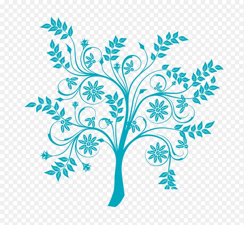 蓝色树木简笔画树木PNG图片素材下载_图片编号8847366-PNG素材网