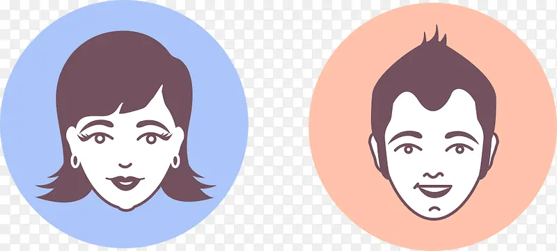 男女青年卡通人头PNG图片素材下载_图片编号9319249-PNG素材网