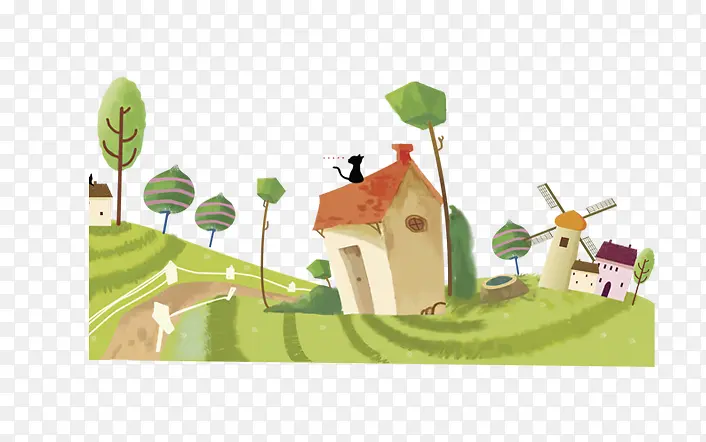 卡通房屋场景PNG图片素材下载_图片编号9458657-PNG素材网