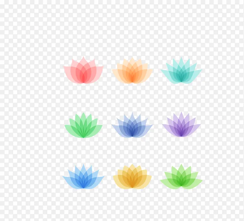 矢量彩色九款抽象莲花PNG图片素材下载_图片编号9559620-PNG素材网