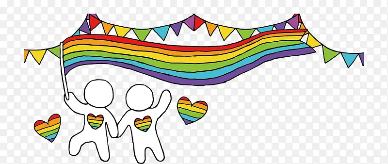 举着彩虹旗的小人PNG图片素材下载_图片编号9583868-PNG素材网