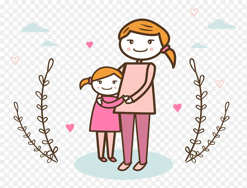 妈妈和女儿插画PNG图片素材下载_图片编号9649424-PNG素材网