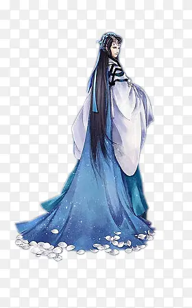 蓝色古风手绘男子插画PNG图片素材下载_图片编号10994508-PNG素材网