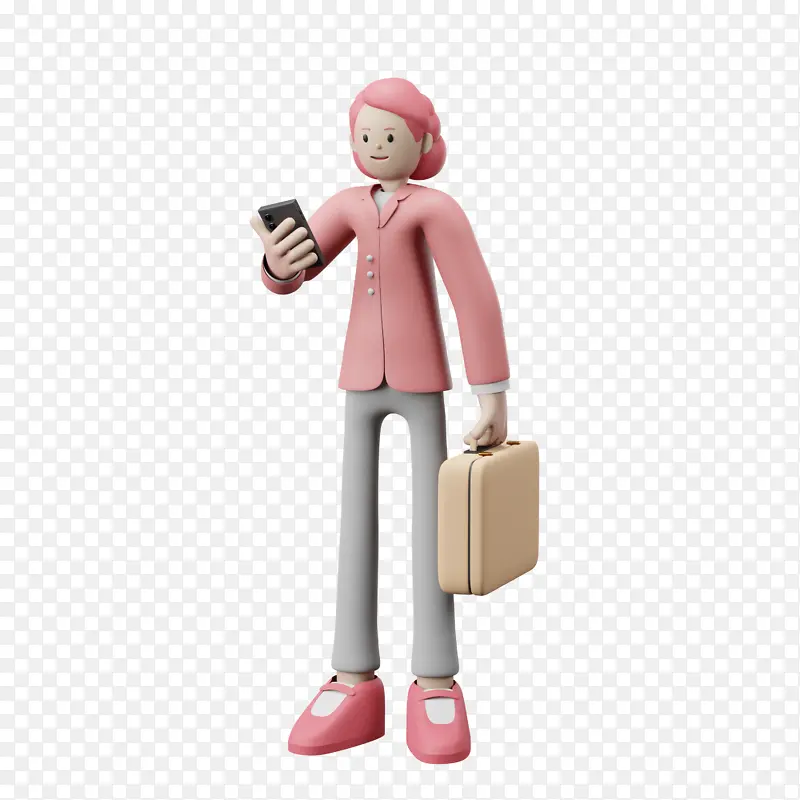 C4D 人物 手提袋 看手机PNG图片素材下载_图片编号11202791-PNG素材网